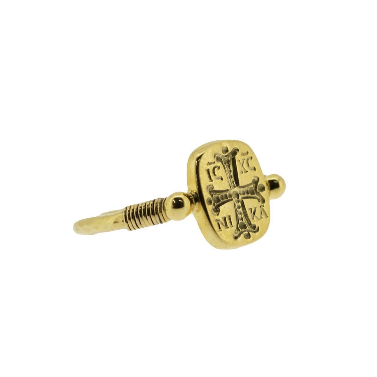 Solid Gold 18K Signet Ring IC XC NIKA | savati.gr