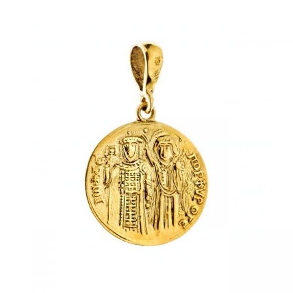 Solid Gold 18K Constantinato Coin Pendant savati.gr